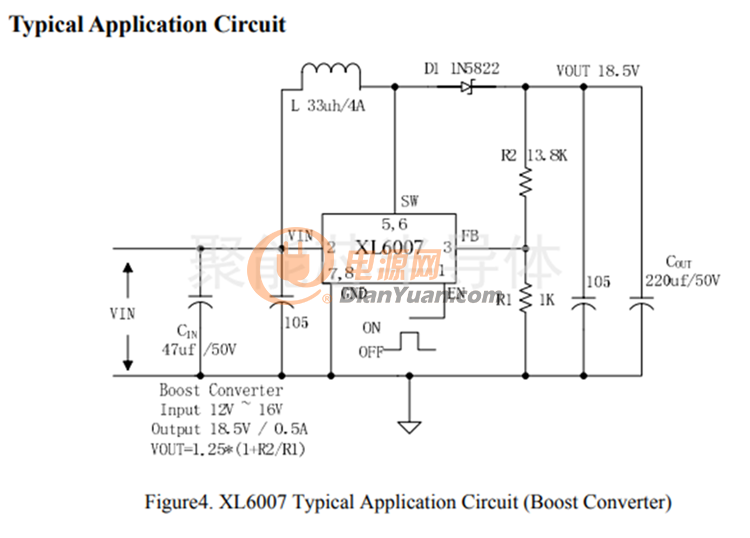 XL6007E1 -400KHz 60V 2A开关电流升压/降压 升压/反相 DC/DC转换器-电源网