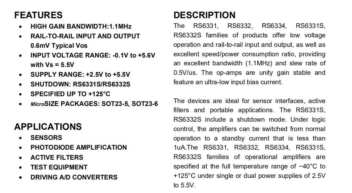 RS633X——替代MCP6001/6002/6004、OPA348/344/2344等运放-电源网技术论坛-电源网