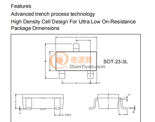 迪浦原厂直供MOS 管 S12300 SOT23 单N 低压MOS 管系列，价格优势VDS= -30V RDS(ON), Vgs@-10V ...