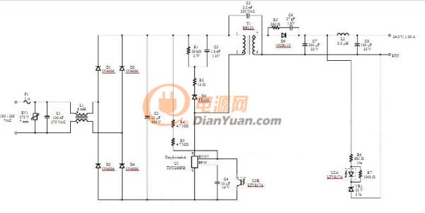 TNY288PG设计的24V电源-电源网