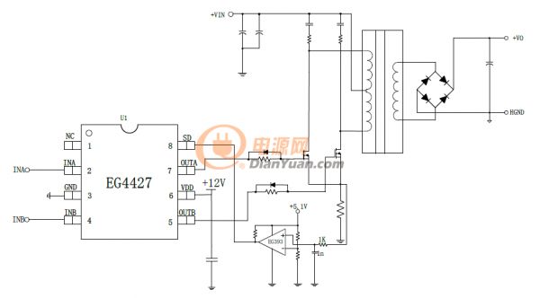带SD功能双路独立驱动EG4427完美代替IRS4427，TC4427（驱动能力1.5A）-电源网