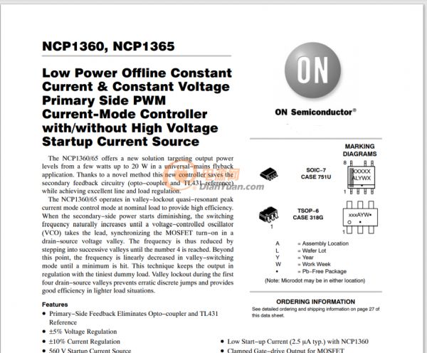 onsemi 安森美ac/dc控制芯片 NCP1568、NCP13992、NCP1399、NCP1397、 NCP1396、 NCP1392 ...